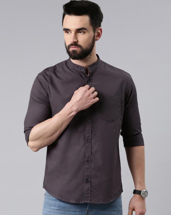 Kryptic Mens Dark grey Solid Cotton Shirt - JioMart