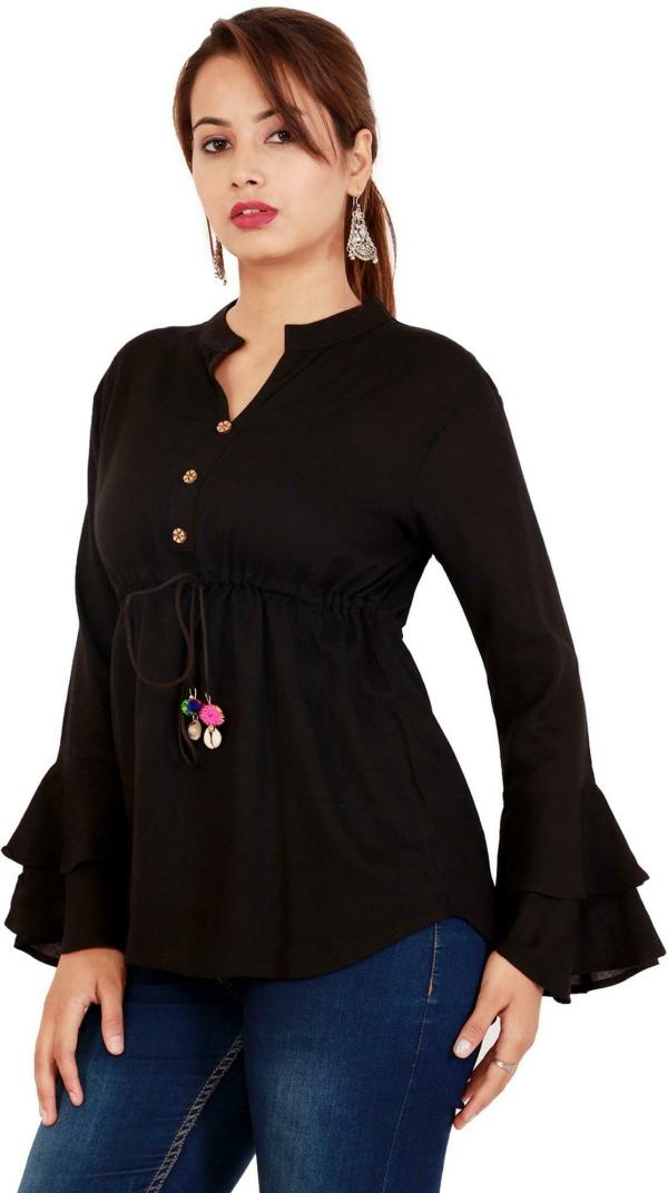 Fab Star Women Black Solid Viscose Rayon Tops - JioMart