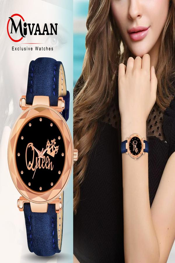 MIVAAN Analog Black Dial Blue Strap Watch for Women - JioMart