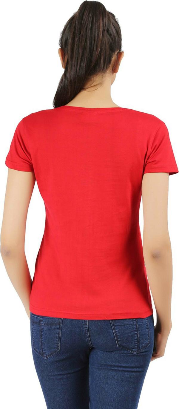 Ap'pulse Women Red Solid Pure Cotton T-Shirts - - JioMart