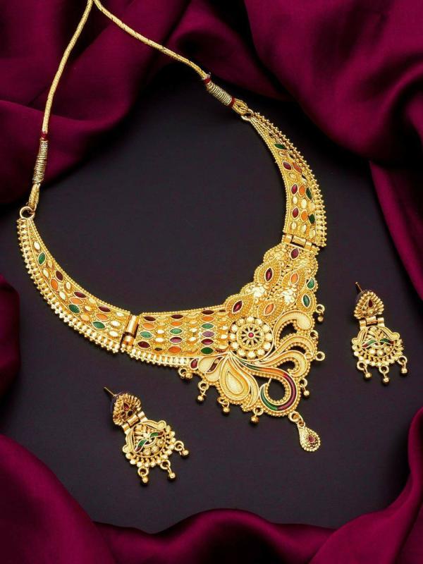 Primectrla Fab Gold Plated Brass Jewellery Set (Multicolor) - JioMart