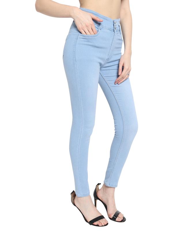 Two Button Design Women Light Blue Denim Jeans - JioMart