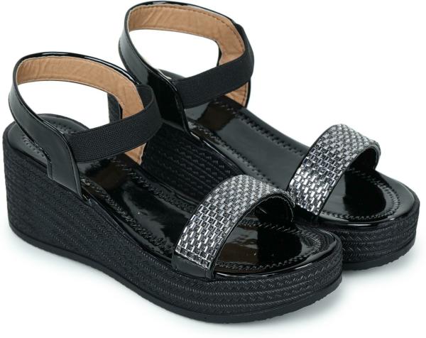 Luv Byt Trendy Black Wedges For Women - JioMart