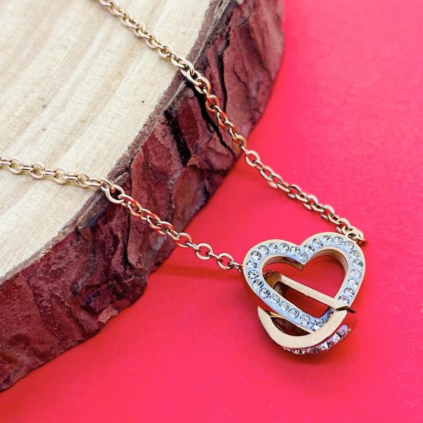 Alvira Alloy Gold-Plated Golden Heartbeat Pendant Necklace Chain For ...
