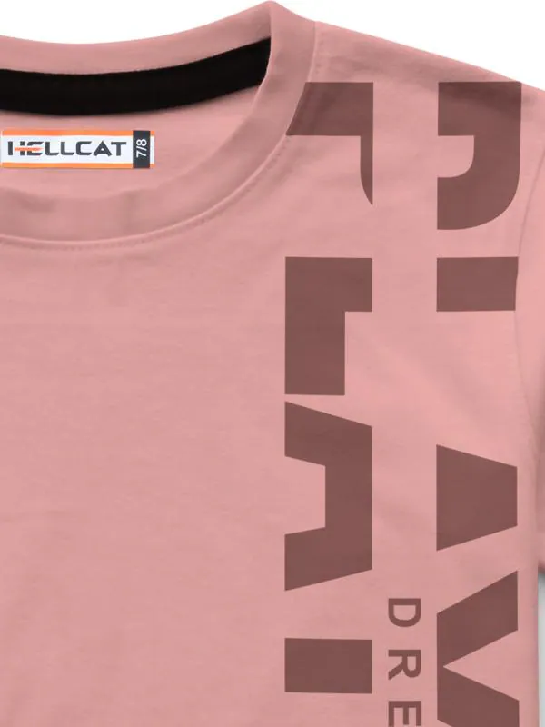 HELLCAT Pink Trendy Printed Round Neck Half Sleeve Tshirt For Boys ...