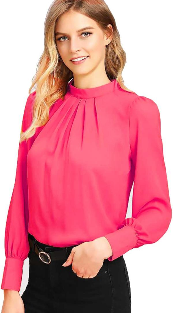 CF CREATIVE Women Pink Solid Crepe Tops (XL) - JioMart