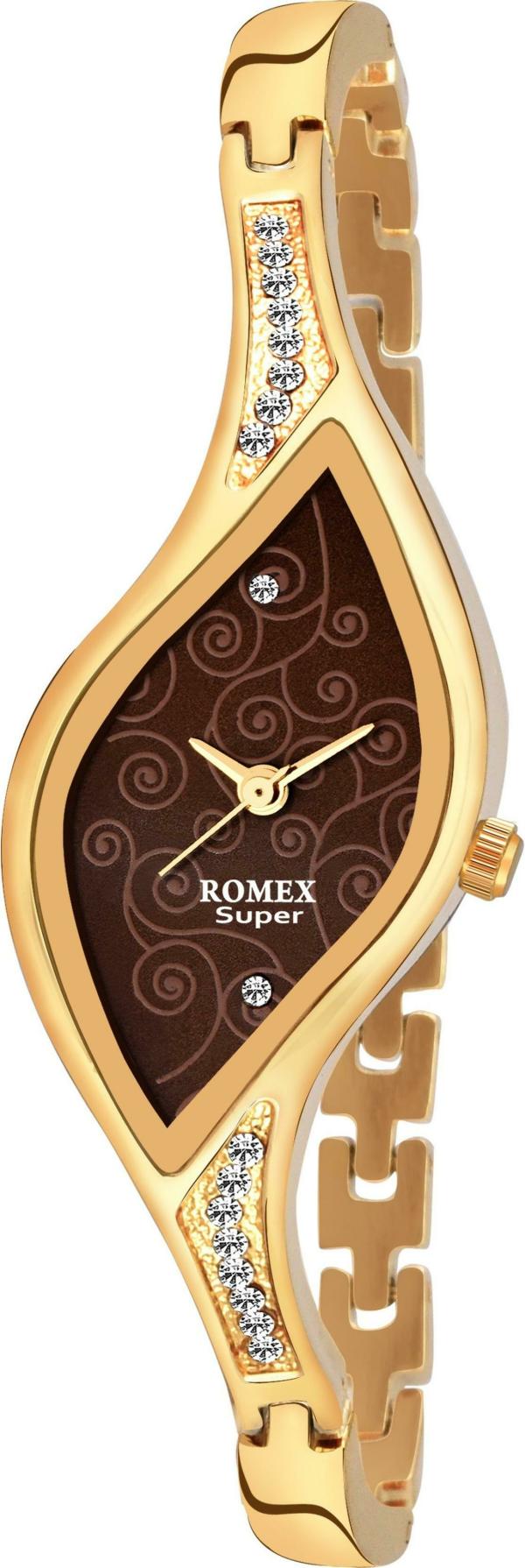 ROMEX Brown Dial Gold Metal Strap Analog Watch For Women (RG-9710 ...