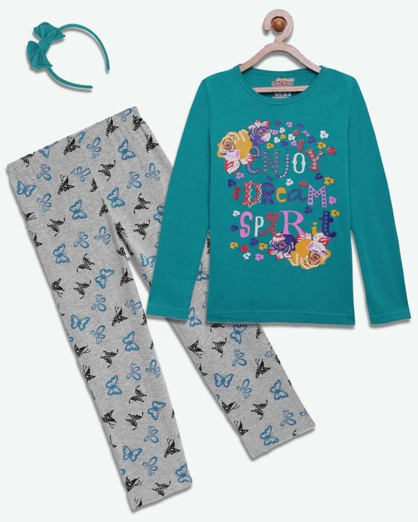 SINI MINI Full Sleeve Light Blue Girls Casual Pack of 2 Nightsuit - JioMart