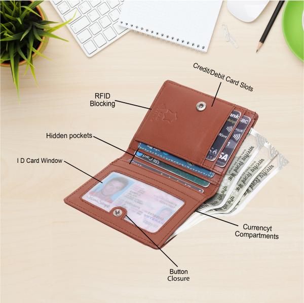 DCENT KRAFT Leather Bi Fold Brown Wallet for Men, Slim New Design ...