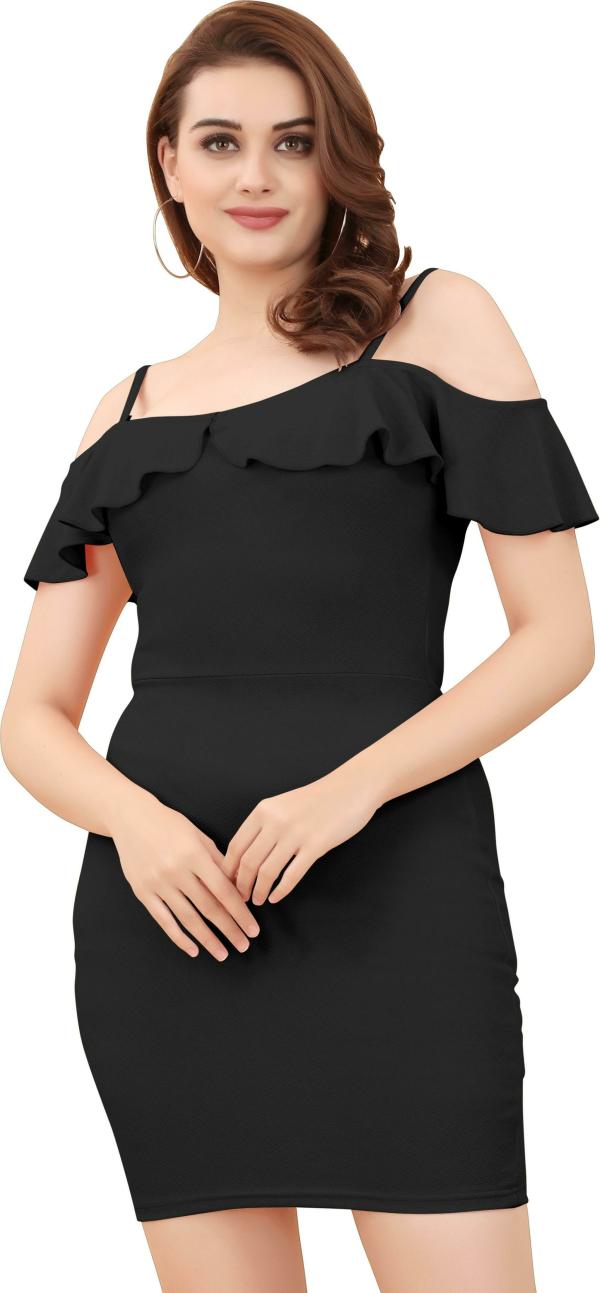Fedilla Women Black Solid Polyester Dress - JioMart