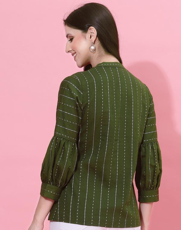Selvia Rayon Green Woven Top | tops for women | tops | women tops - JioMart