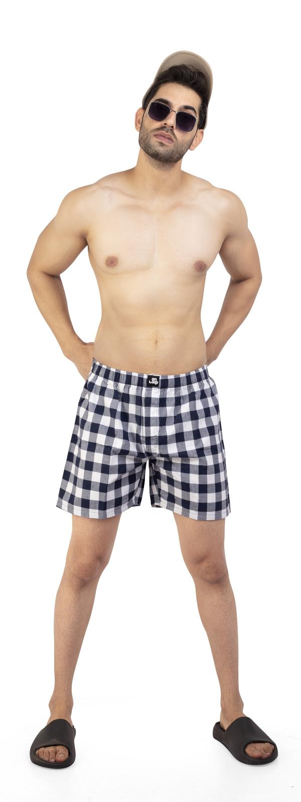 On Loop Men's Boxer Shorts Cotton Innerwear Underwear Brief Checkered ...