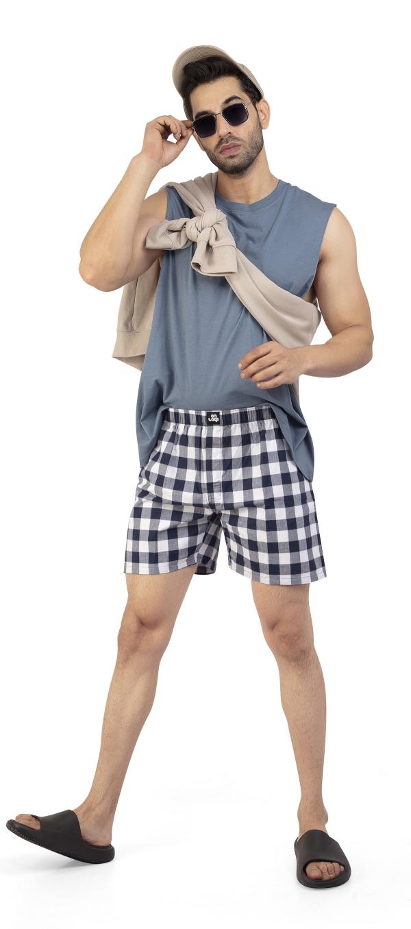 On Loop Men's Boxer Shorts Cotton Innerwear Underwear Brief Checkered ...