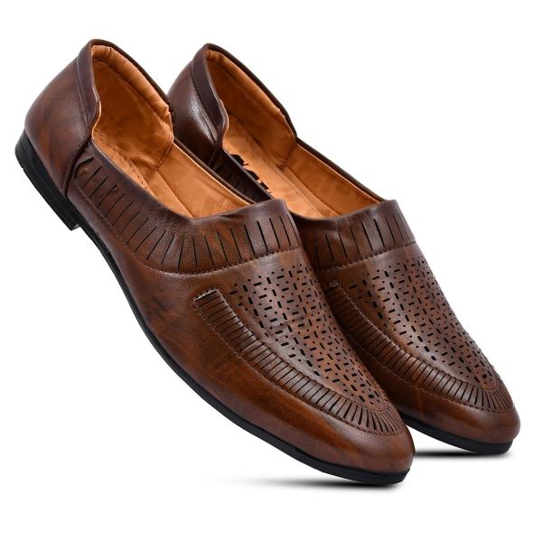 Equila LaserCut Mojari's For Men - COFFEE - JioMart