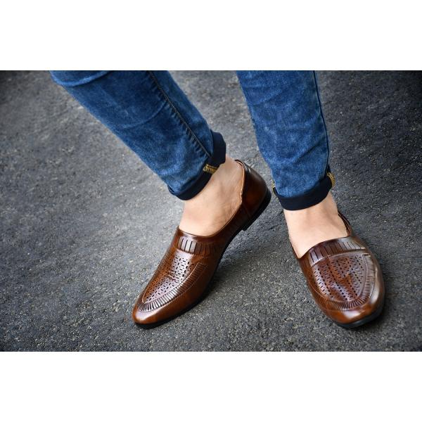Equila LaserCut Mojari's For Men - COFFEE - JioMart