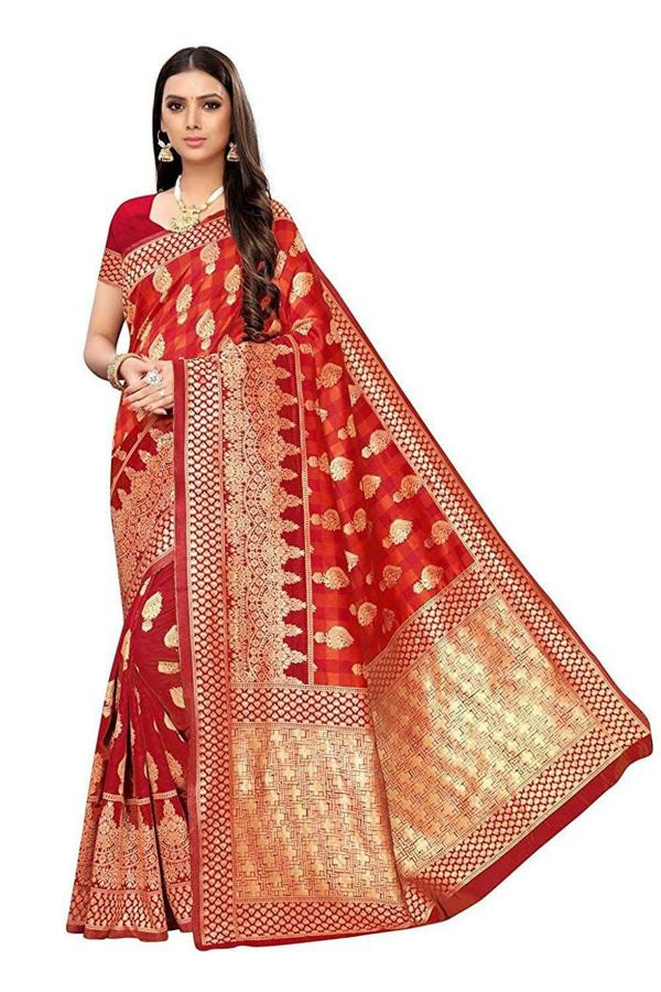 Shiv Textiles Women Red Saree - JioMart