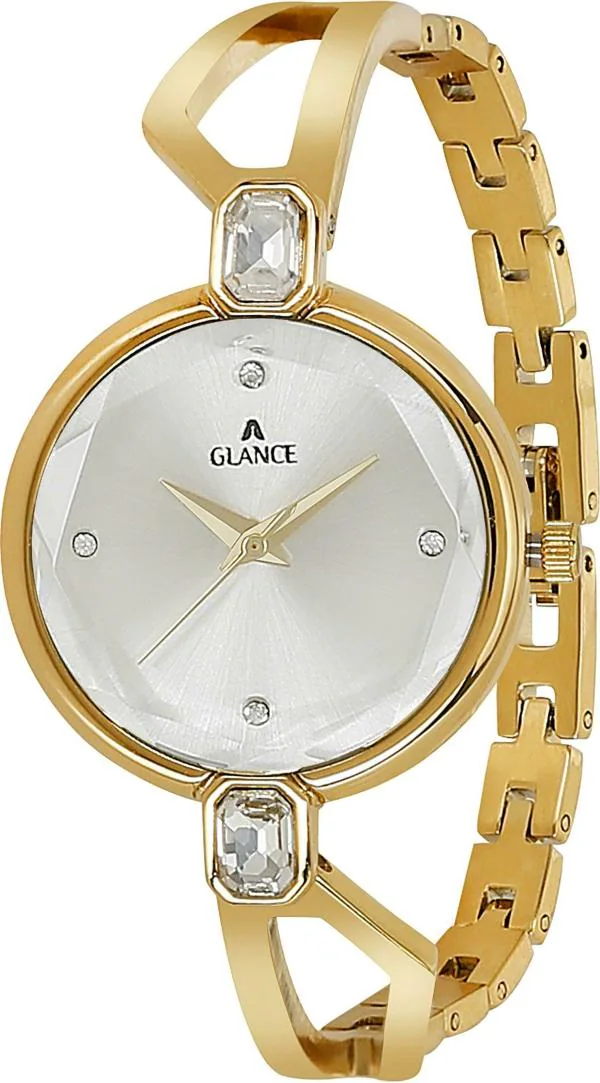 Aglance Analog Silver Dial Gold Strap Watch for Women & Girls - JioMart