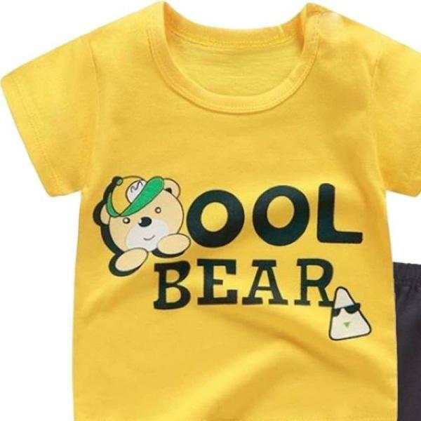 KIDDY STAR Boys Yellow and Black Cotton Blend T-Shirt and Short Set, 3 ...