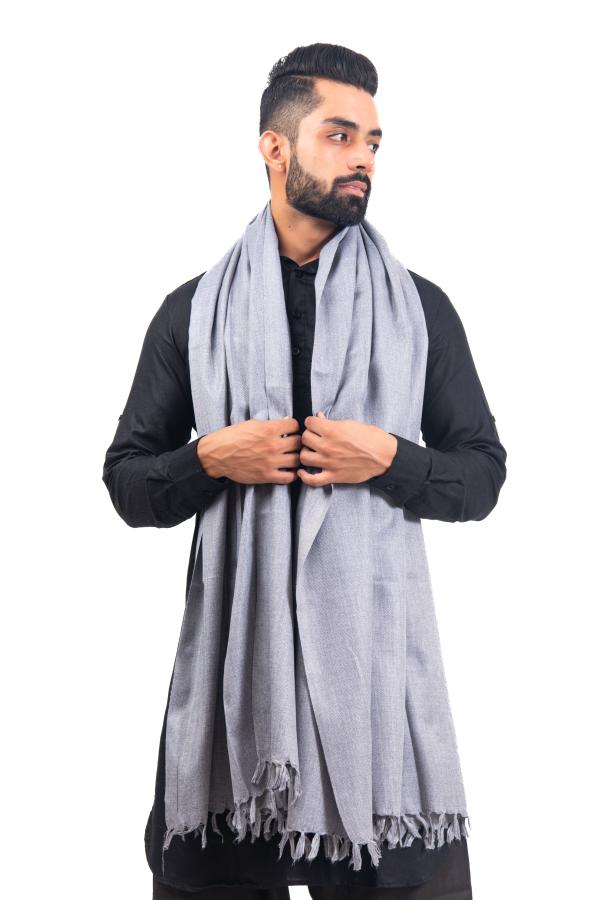BAISA Men Grey Solid Wool Shawls - JioMart