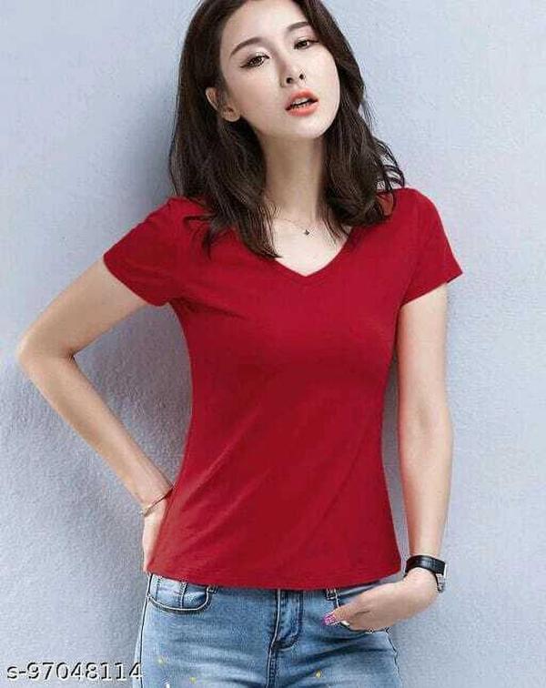 TUSI Solid WomenRound Neck T Shirt - JioMart