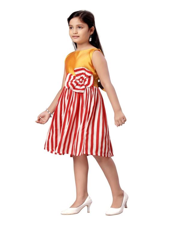 Aarika Girls GOLD-Red Color Frock - JioMart