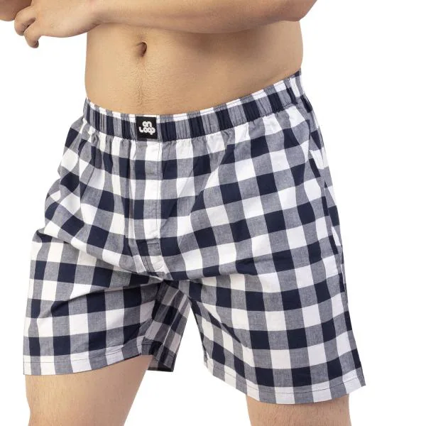 On Loop Men's Boxer Shorts Cotton Innerwear Underwear Brief Checkered ...