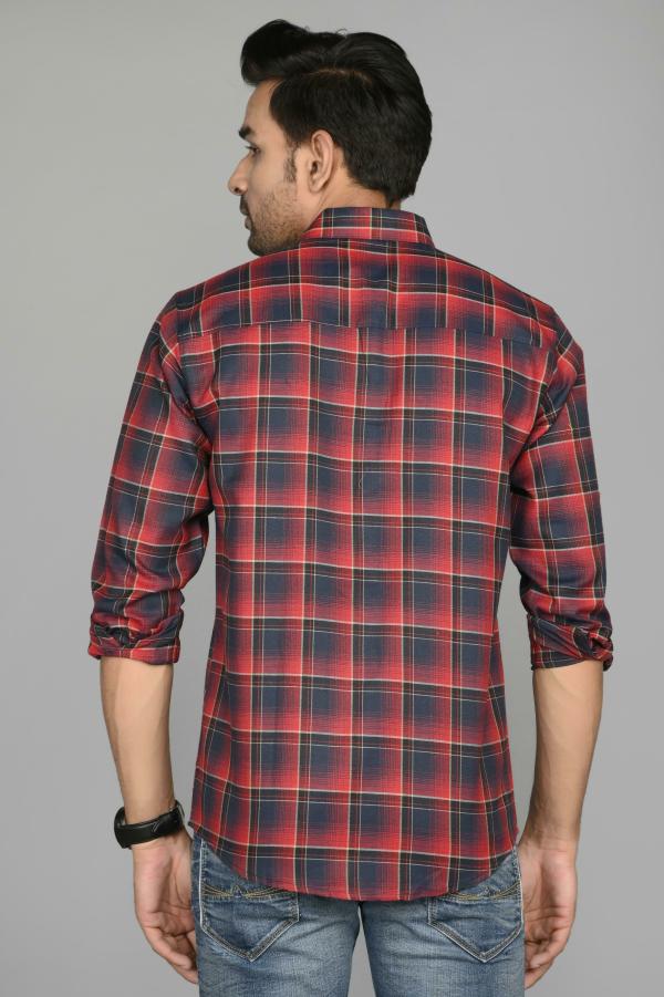 Blezza Men Maroon Checkered Pure Cotton Casual Shirt - JioMart