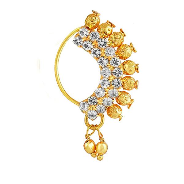 Jewelopia Maharashtrian Nath White CZ Nose Stud Traditional Bridal Nath ...