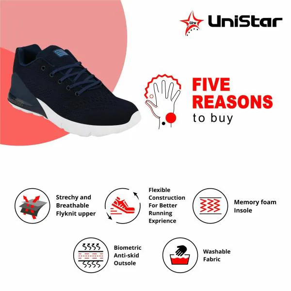 Unistar Men's Navy Comfortable and Stylish Walking, Running, Gym Sports ...