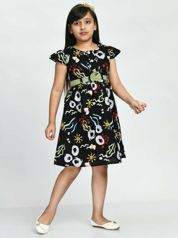 Bella Moda Girls Printed Floral casual Dress - JioMart