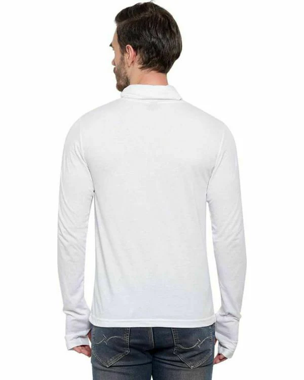 Glito Solid White Full Sleeves Thumbhole High Neck With Mask attached T ...