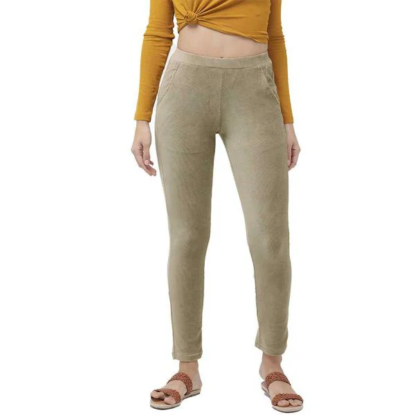 Go Colors Women Brown Corduroy Jeggings - JioMart