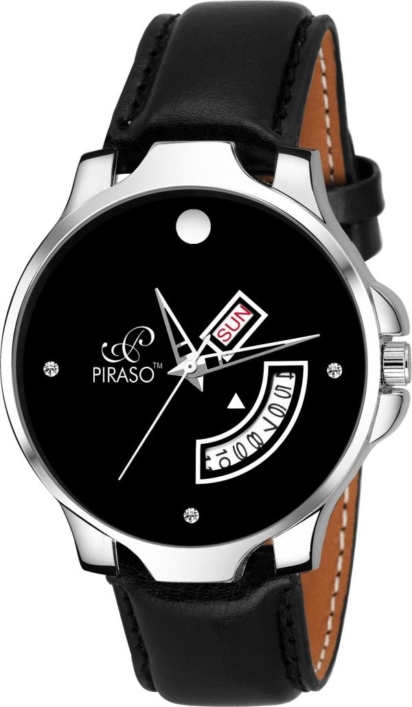 PIRASO Analog Black Dial Black Strap Watch for Men - JioMart