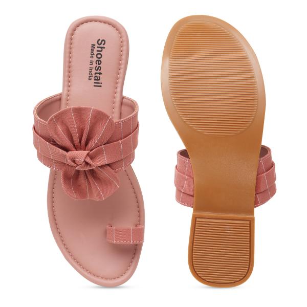 Shoestail Peach Flat Sandals - JioMart