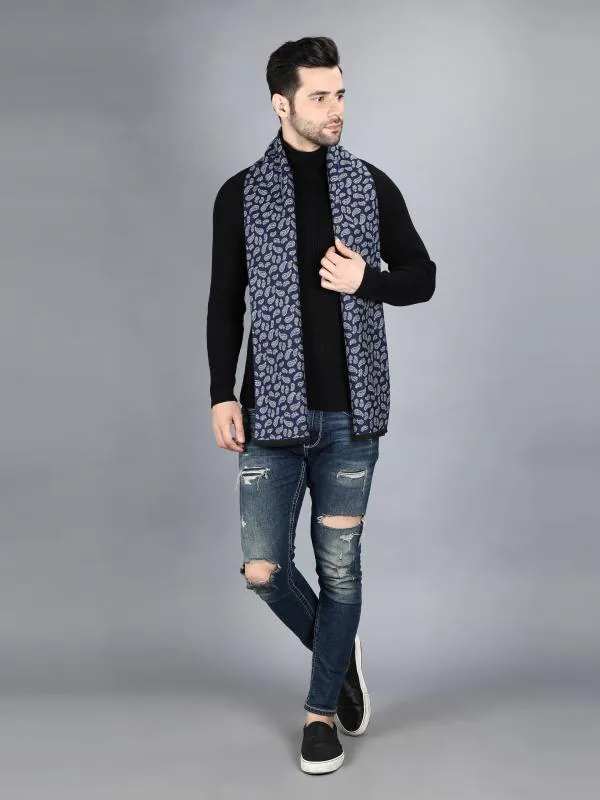 Red &White & Blue Printed Muffler for Men with Frayed Hem - JioMart