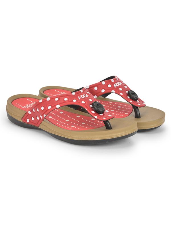 ADDA TM-POLKA Women Beige & Red Polka-dot Thong Flip-flop - JioMart
