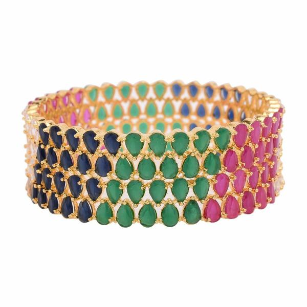 Ratnavali Jewels Gold Plated CZ American Diamond Multi Color Designer ...