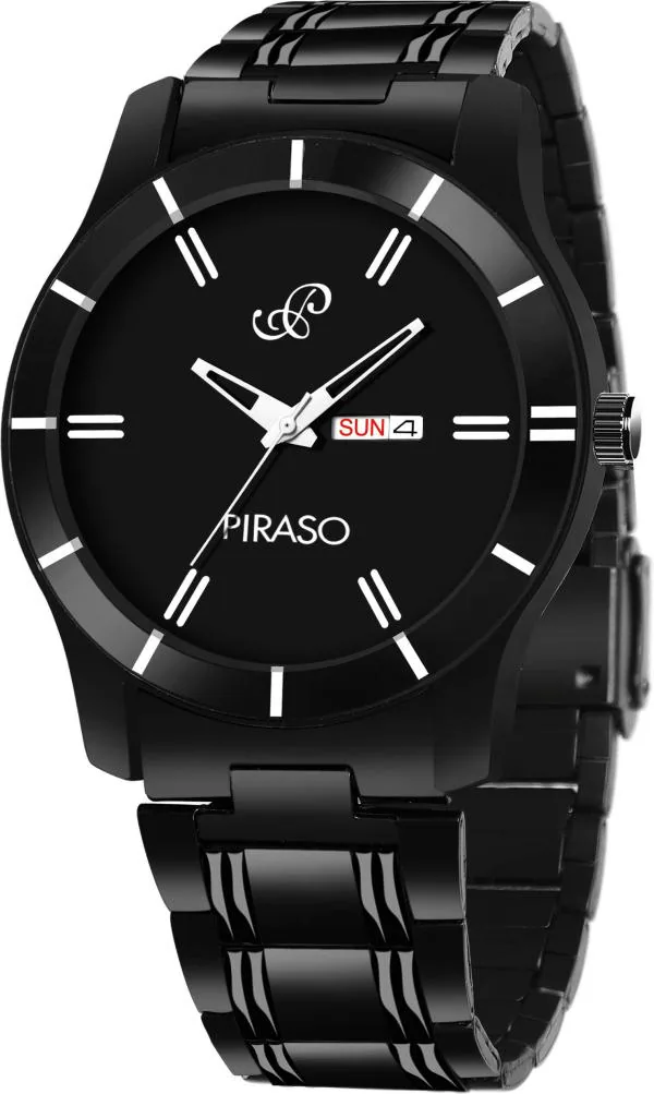 PIRASO Analog Black Dial Black Strap Watch for Men - JioMart