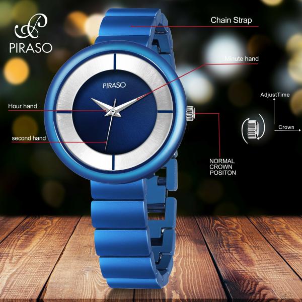 PIRASO Analog Blue Dial Blue Strap Watch for Women and Girls - JioMart