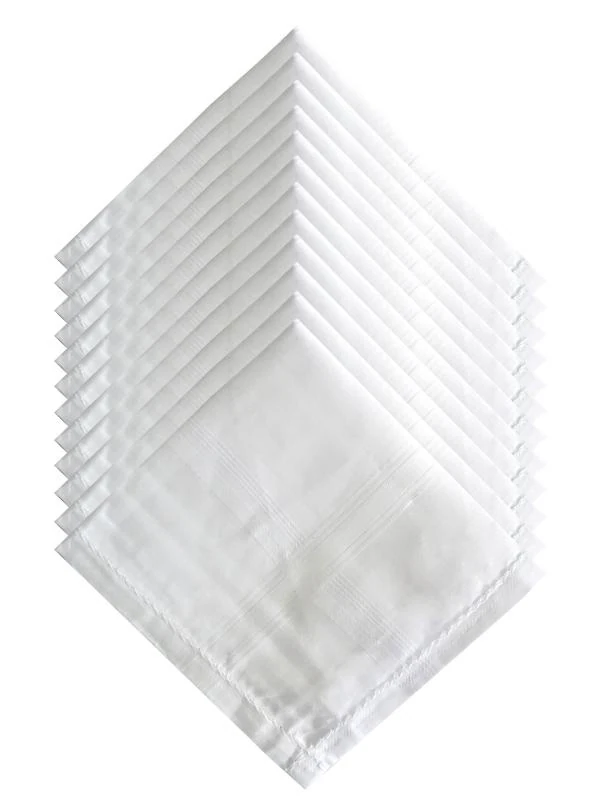 S4S 100% Cotton Pack of 12 Premium Handkerchiefs Hanky For Men, White ...