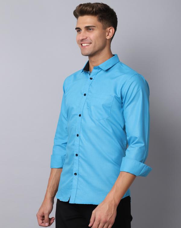 Majestic Man Men Firozi Pure Cotton Blend Shirt - JioMart