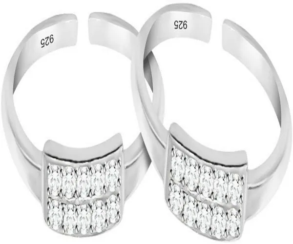 Parnika Exclusive Dazzling CZ Hallmark Pure 92.5 Sterling Silver Cubic Zirconia Toe Ring ...
