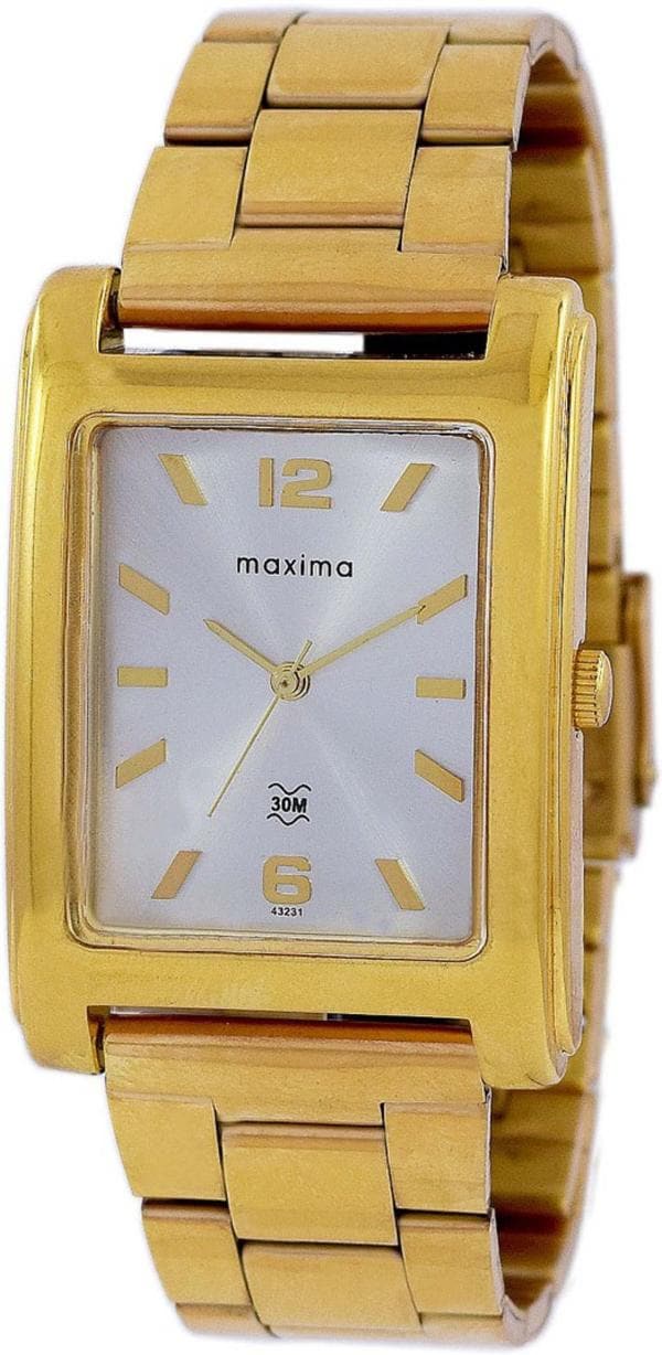 Maxima Analog Silver Dial Golden Strap Watch For Men (43231CMGY) - JioMart