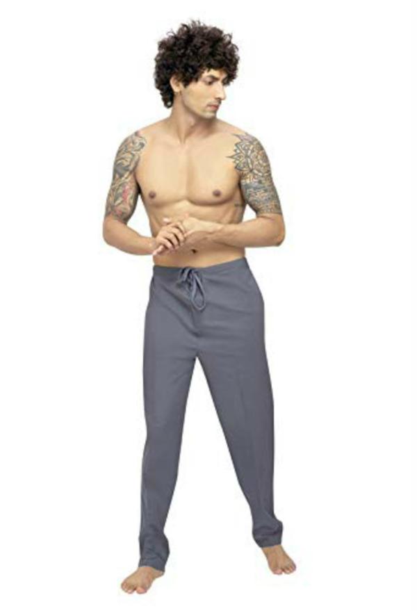 TATWAM Men Cotton Pyjama with Draw String Without Elastic Grey XL - JioMart