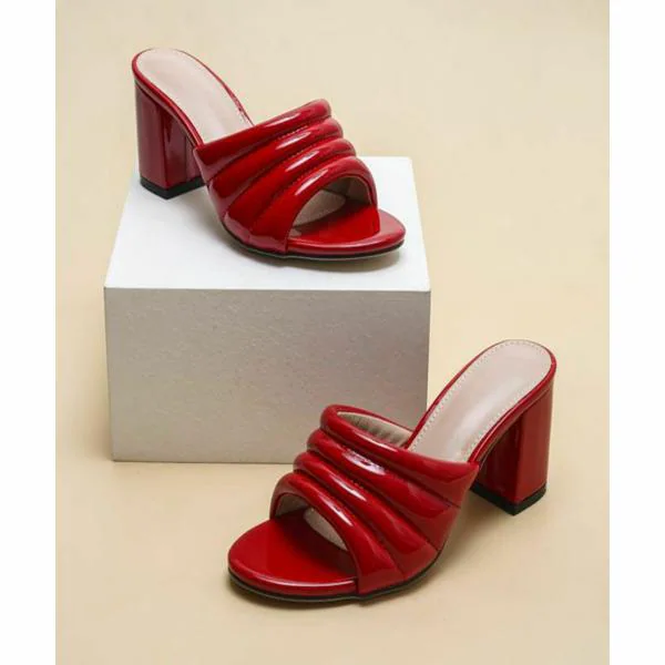 Shoetopia Women Stylish Red Block Heels - JioMart