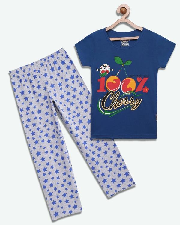 SINI MINI Half Sleeve Blue Girls Casual Pack of 2 Nightsuit - JioMart