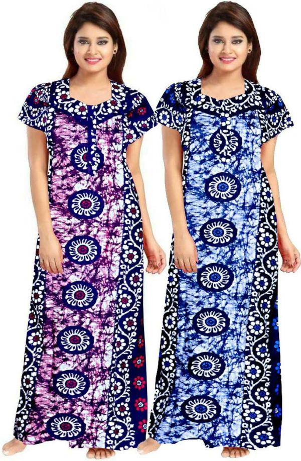 Mudrika Women Multicolor Printed Pure Cotton Pack of 2 Nighty - JioMart