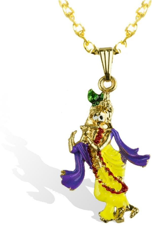 Waama Jewels Gold Plated Brass Lord Krishna Religious God Pendant ...