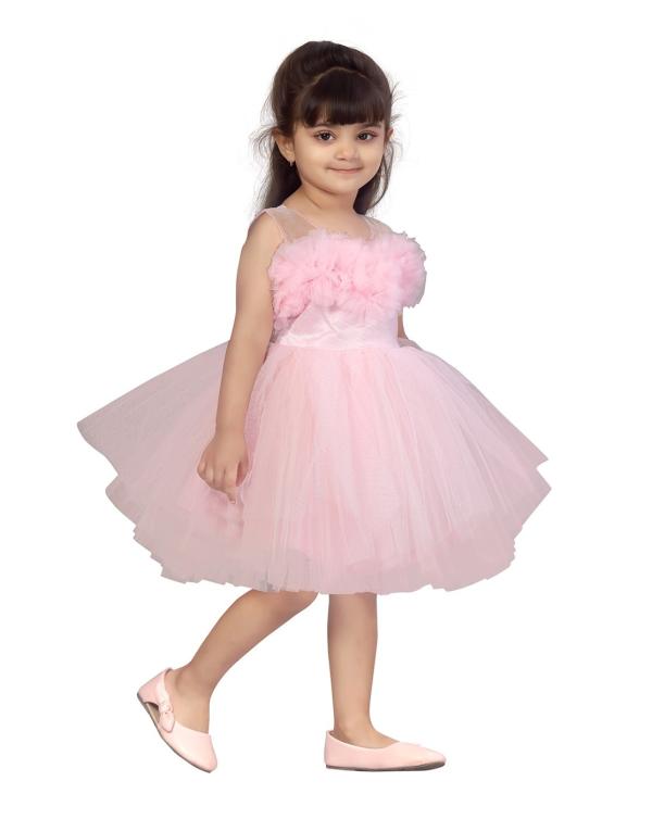 Aarika Girls Pink Round Neck Solid Frock - JioMart