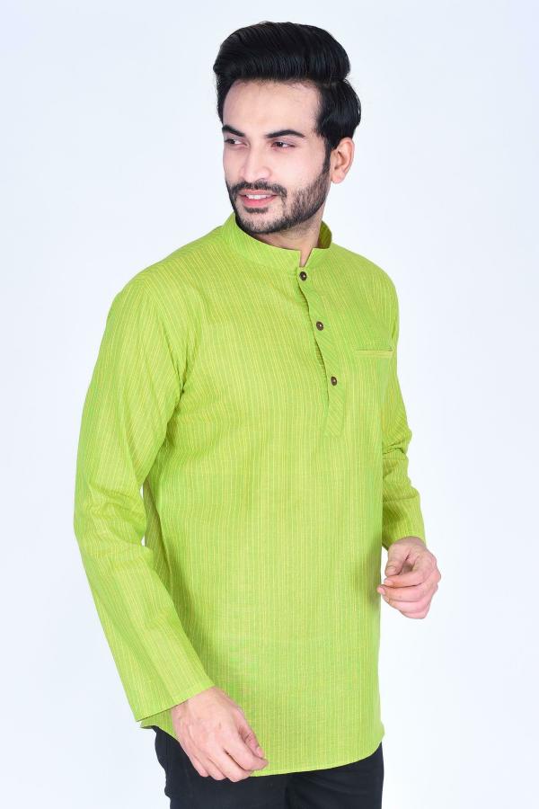 Rene Men Lime Pure Cotton Woven Design Kurtas - JioMart